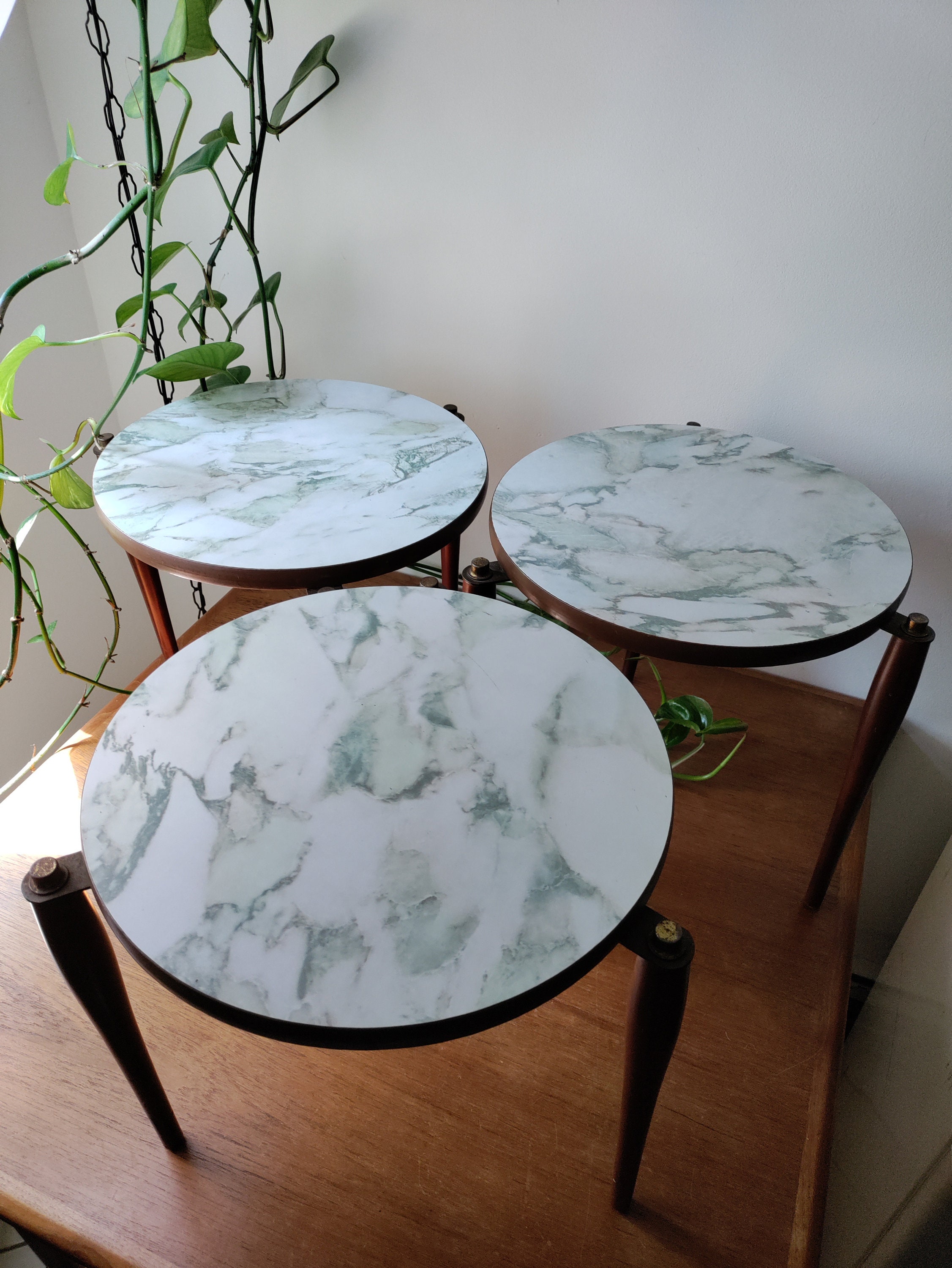 Vintage Mid-century Stacking Nesting Tables Set of 3 Faux Marble - Etsy