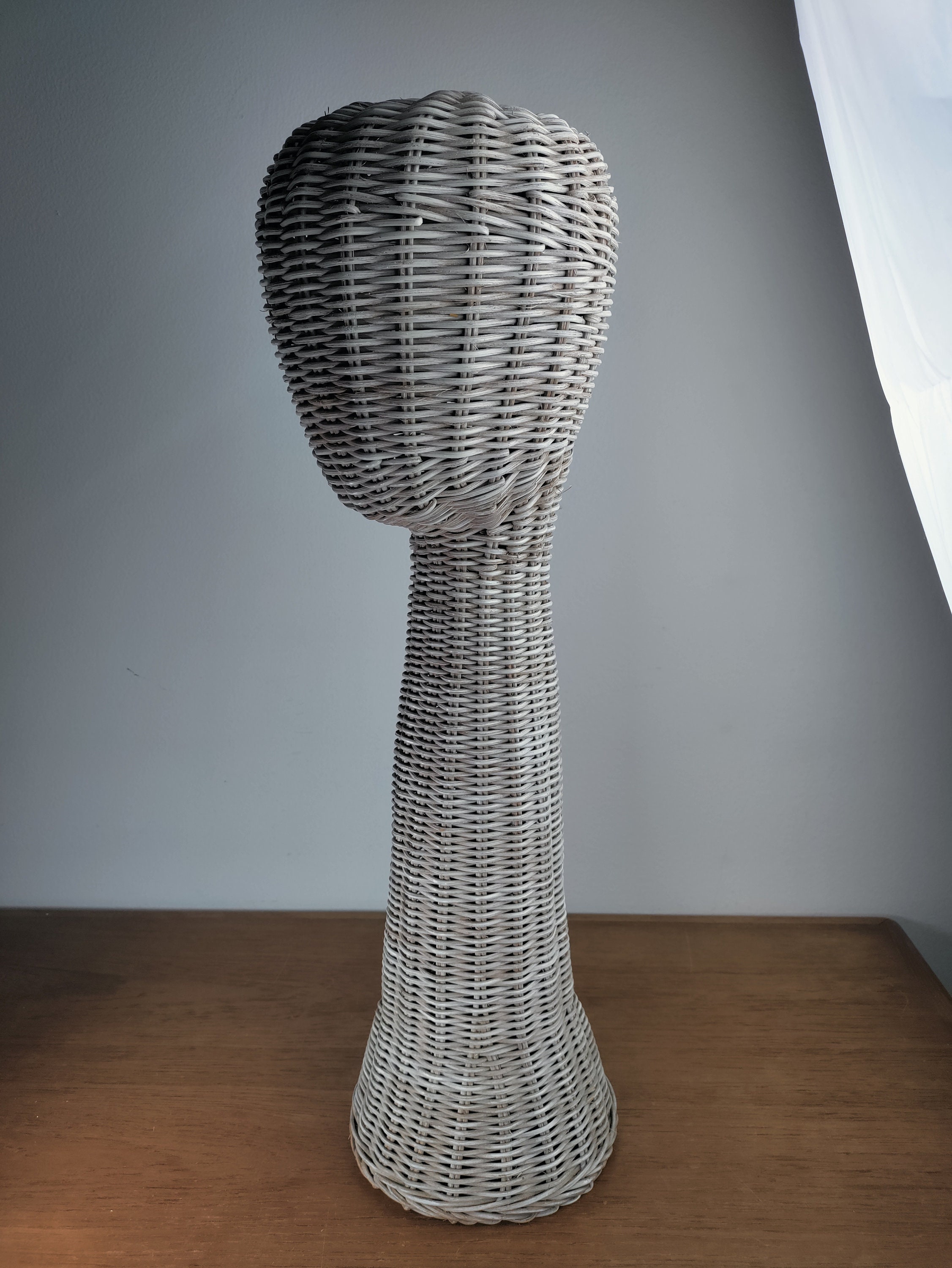 Vintage Wicker Rattan Mannequin Head Hat Wig Display 24 HONG KONG - Etsy