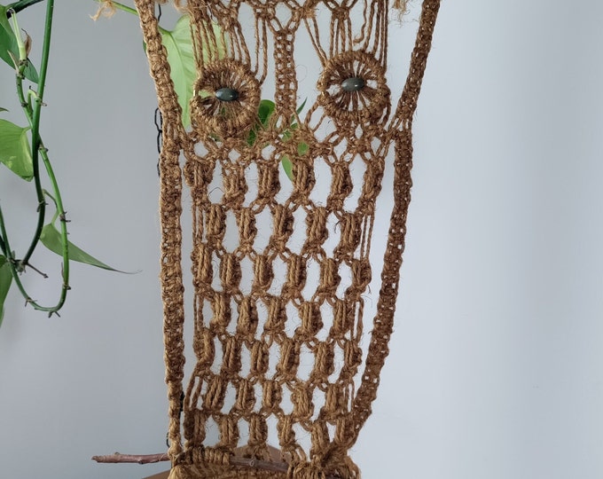 Retro 1970s Macrame Owl Jute Wall Hanging Vintage Handmade Home Decor ...