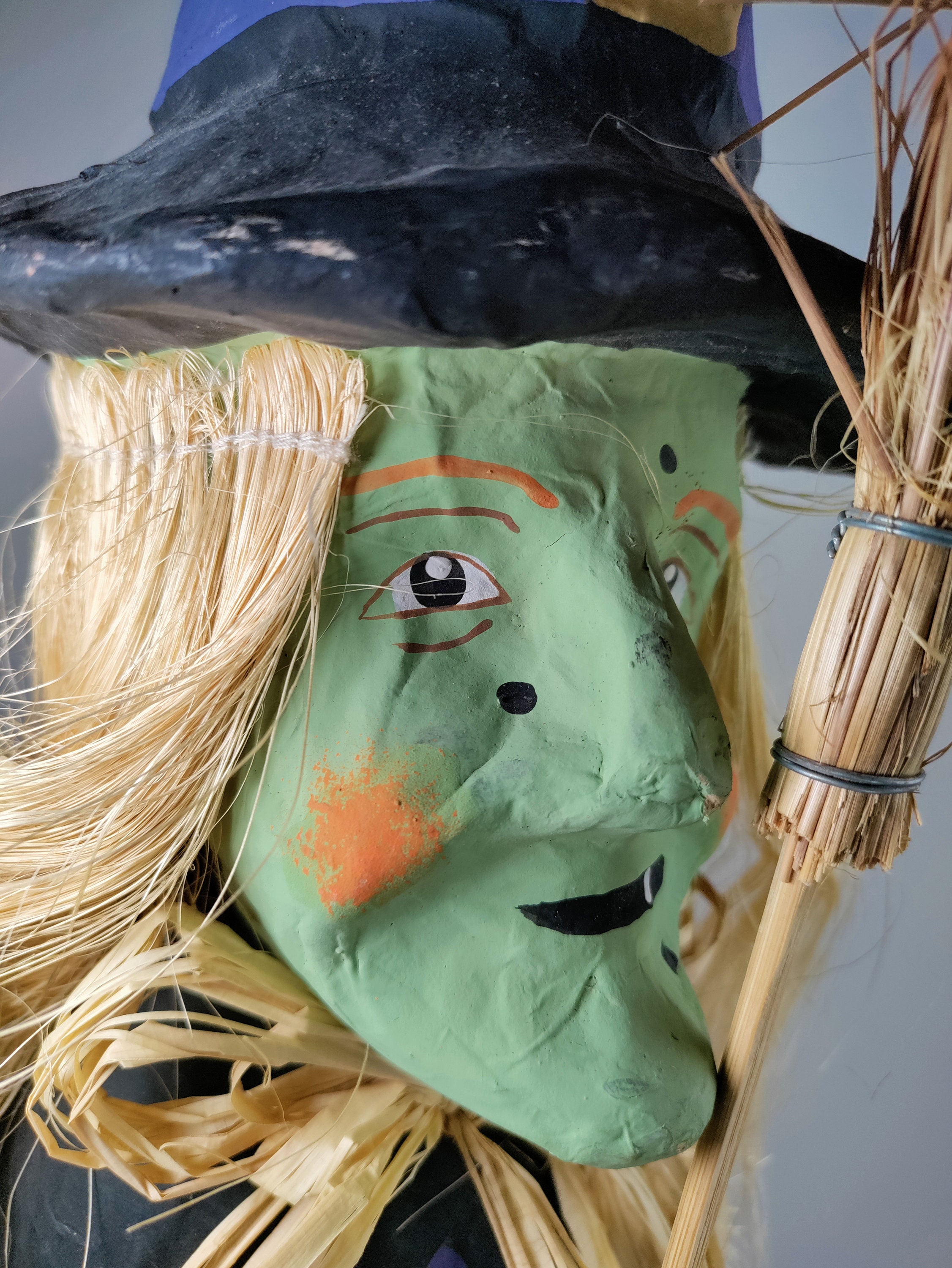 Vintage Halloween Paper Mache Witch 30" High Decor - Etsy