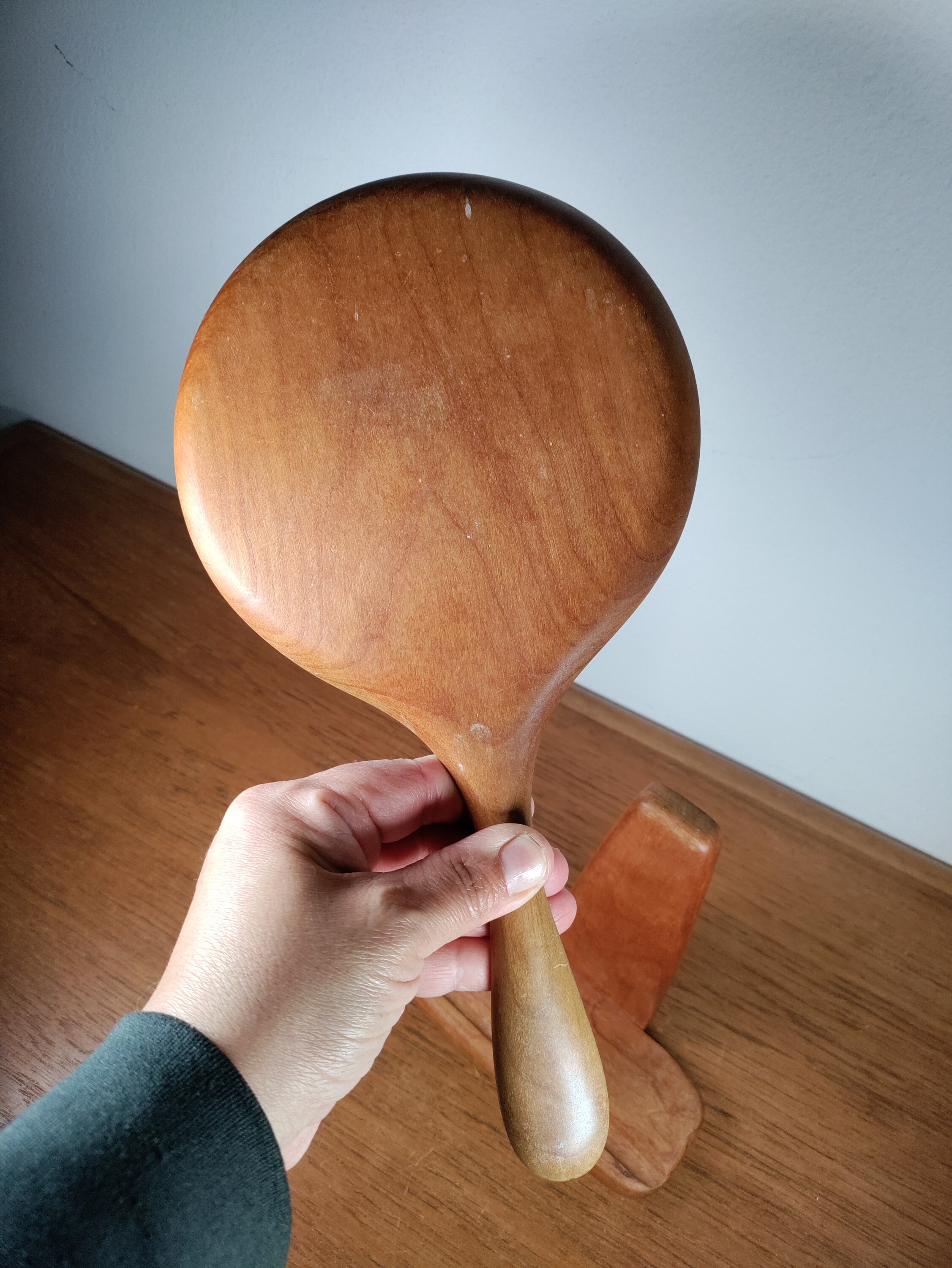 Danish Teak Wood Hand Mirror on Stand MCM Home Decor - Etsy