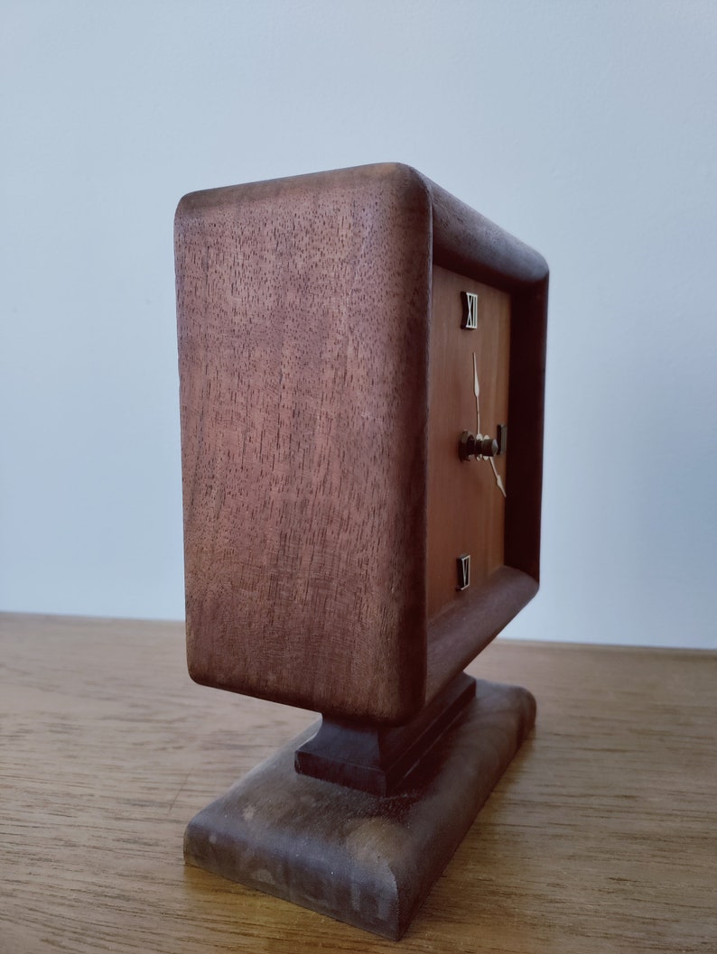 Vintage Mid-century Teak Wood Clock Japanese Minimalist Style Desk Top ...