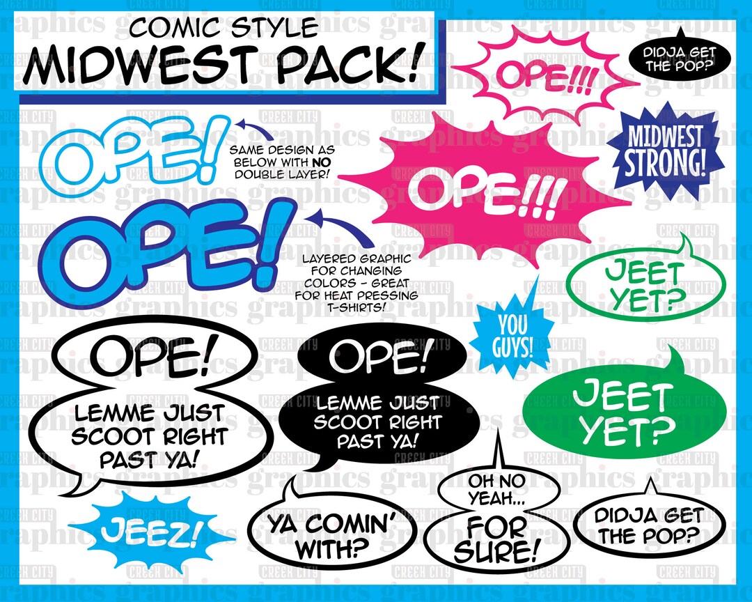 Ope Midwestern Expressions, Quotes, and Sayings Pack in Comic Book ...