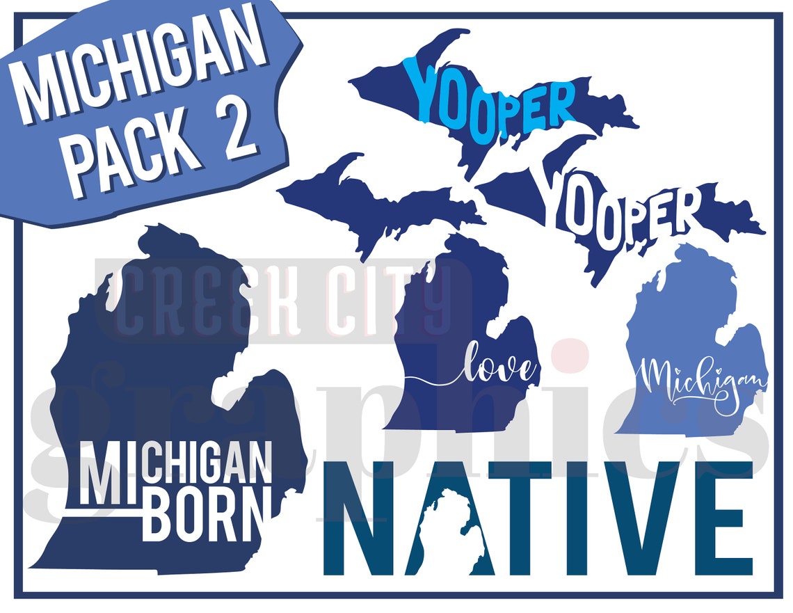 State of Michigan Mitten Decal Design Pack 2 - SVG • PNG • EPS Cut ...