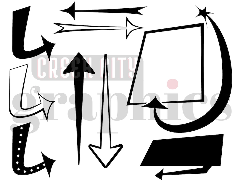 1950s/60s Retro Arrow Signs Signage Pointing Set - SVG • PNG • EPS Cut ...