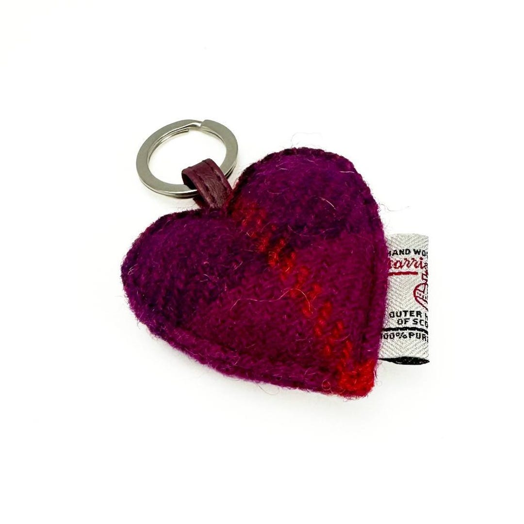 Scottish Harris Tweed Fabric Keychain Heart - Heart Keyring - Small but ...