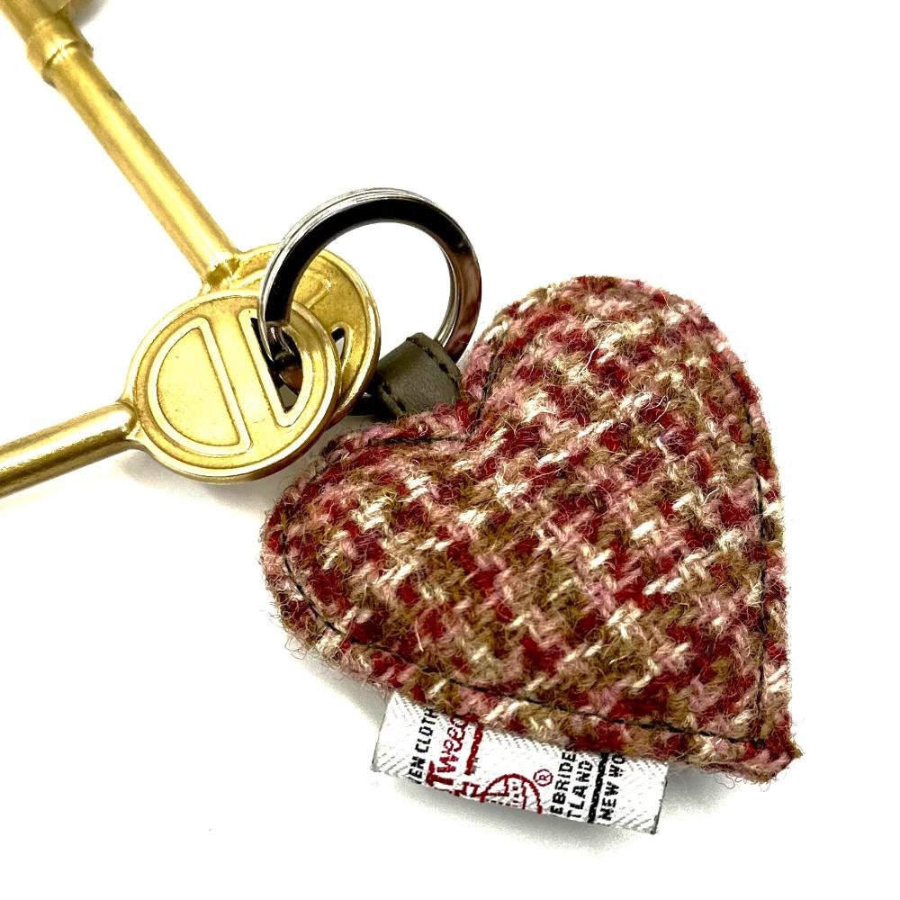 Scottish Harris Tweed Fabric Keychain Heart - Heart Keyring - Small but ...