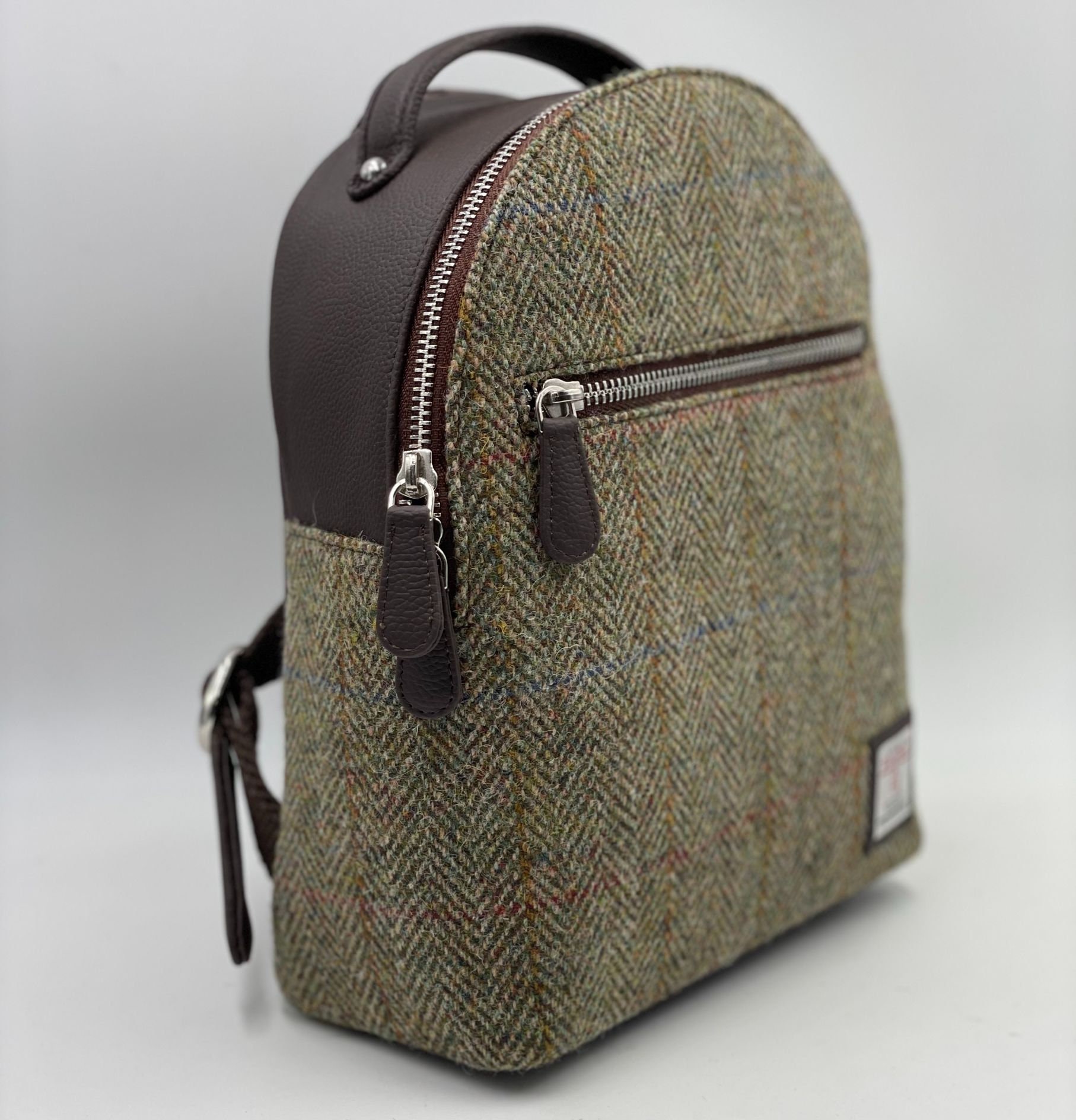 Mini Backpack Purse in Green Harris Tweed / Small Backpack Purse ...
