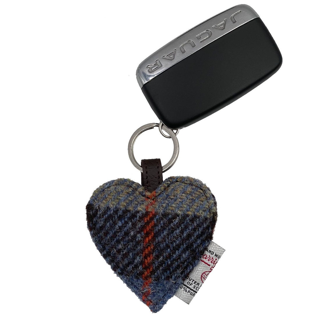 Scottish Harris Tweed Fabric Keychain Heart - Heart Keyring - Small but ...