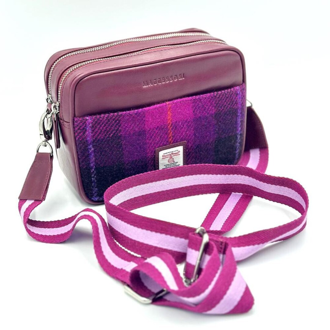 Harris Tweed Camera Bag in Stunning Purple Check Tweed - Etsy