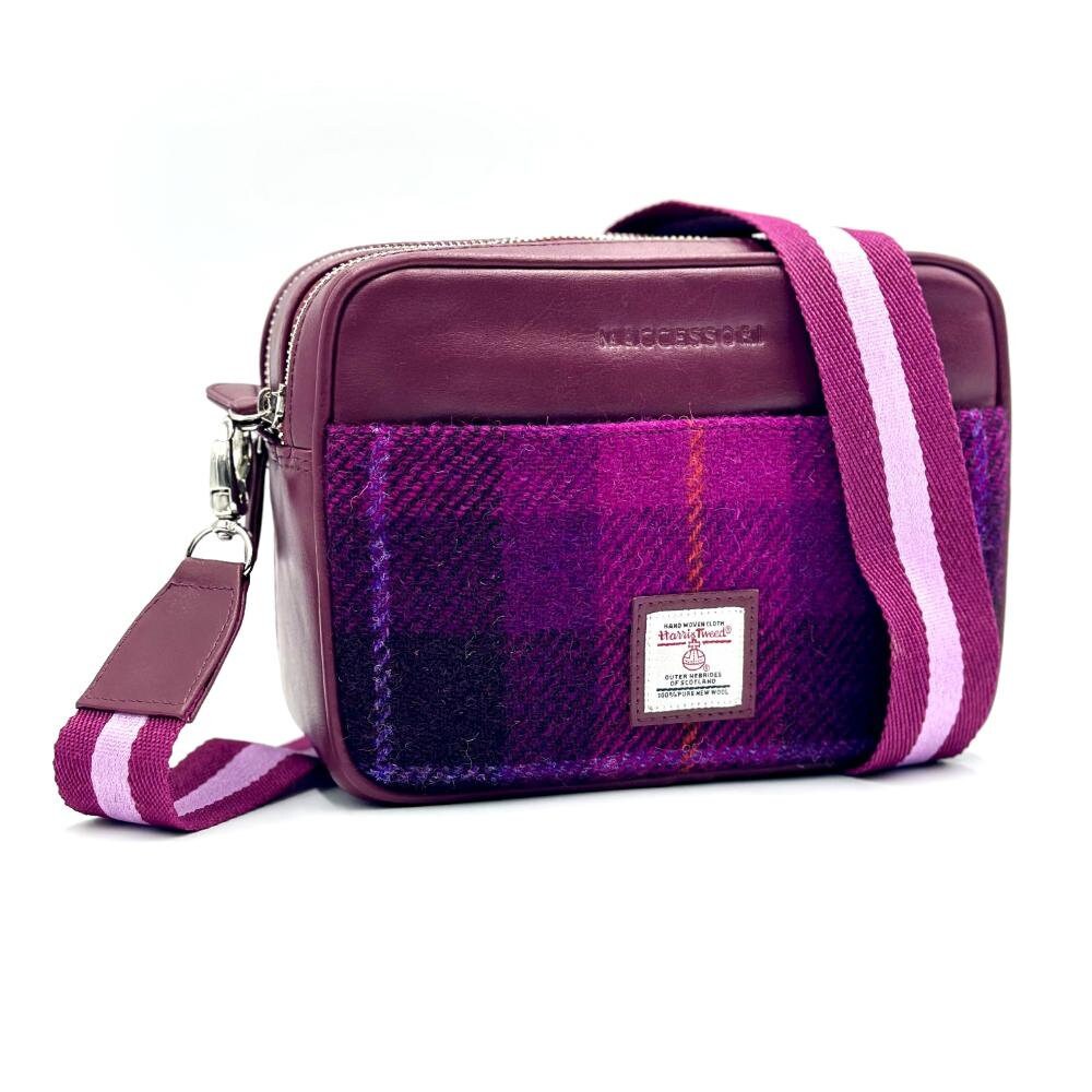 Harris Tweed Camera Bag in Stunning Purple Check Tweed - Etsy