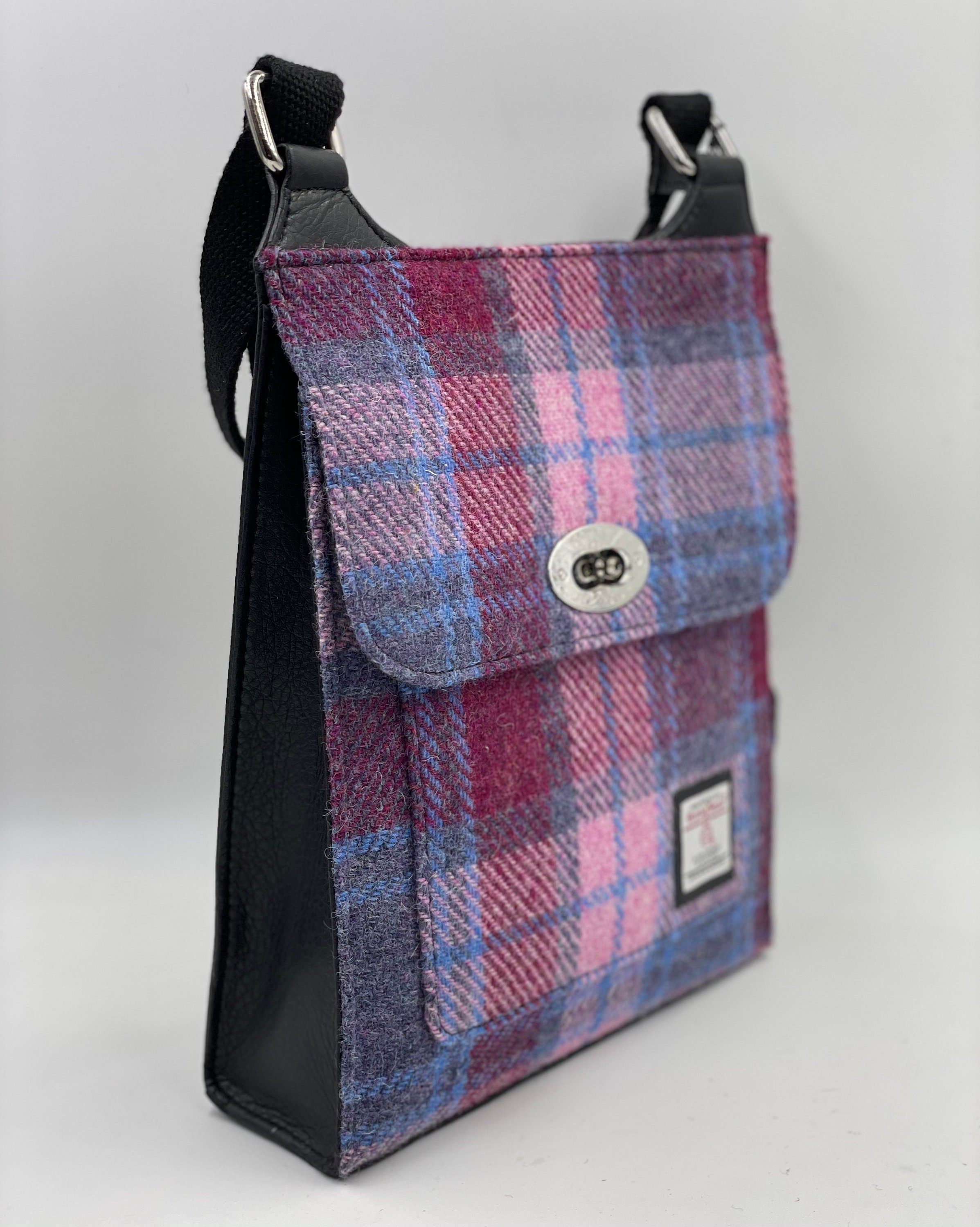 Pink and Blue Satchel Handbag. Pastel Pink Harris Tweed Small | Etsy