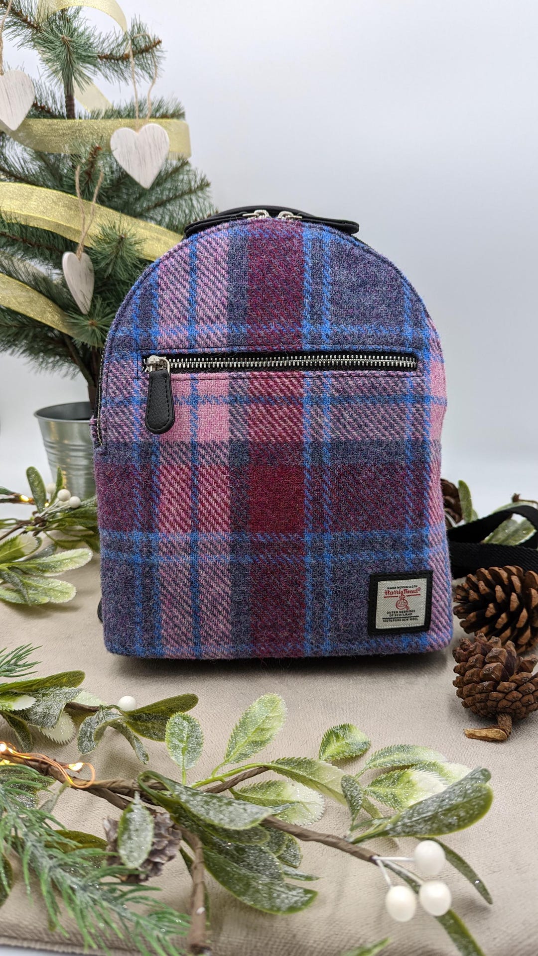 Harris Tweed Mini Backpack Purse - Pastel Pink Harris Tweed - Small ...