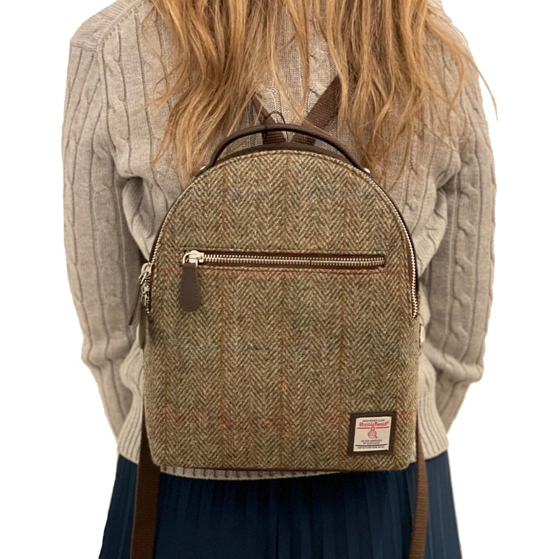 Mini Backpack Purse in Green Harris Tweed / Small Backpack Purse ...