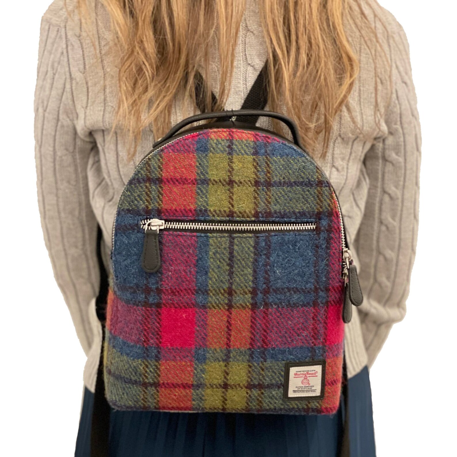 Rainbow Fabric Mini Backpack Purse Blue Pink Harris Tweed / | Etsy