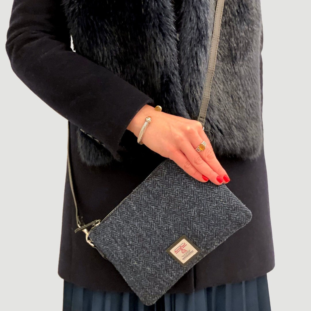 Blue Handbag - Use as Woven Clutch Bag or Cross Body Purse. Blue Harris ...