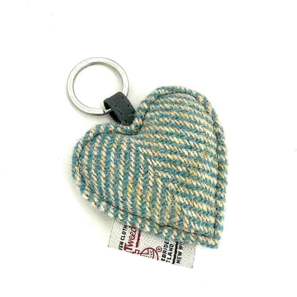 Scottish Harris Tweed Fabric Keychain Heart - Heart Keyring - Small but ...