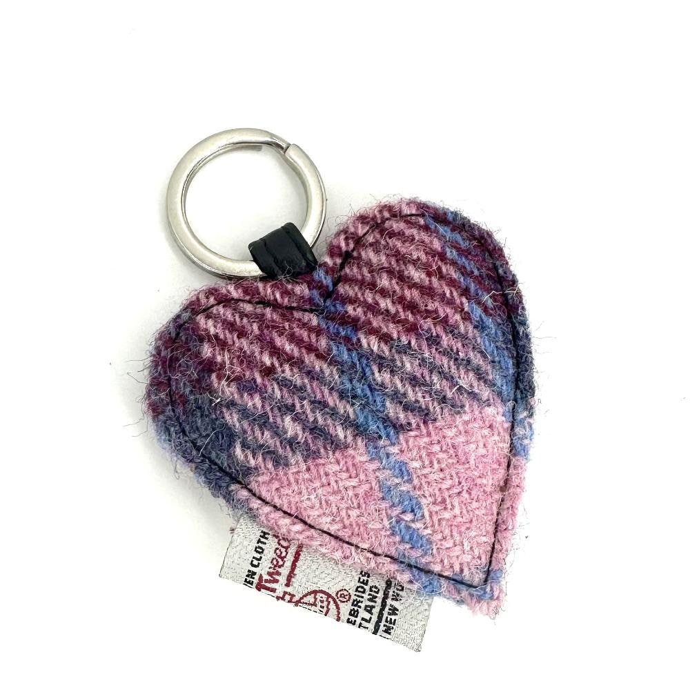 Scottish Harris Tweed Fabric Keychain Heart - Heart Keyring - Small but ...