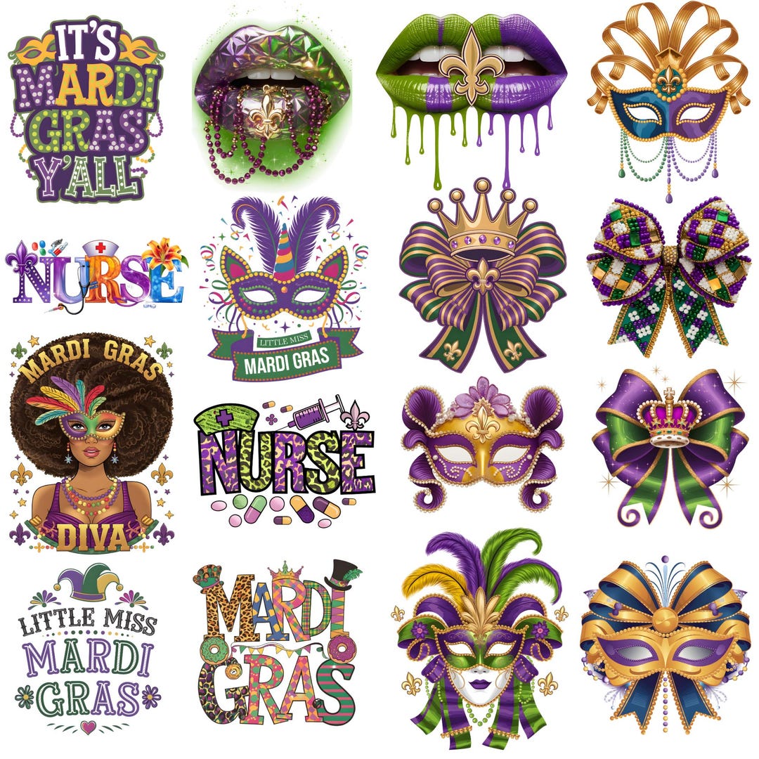 Mardi Gras Bundle Png, Fat Tuesday Png, Mardi Gras Coquette Png, Fleur ...