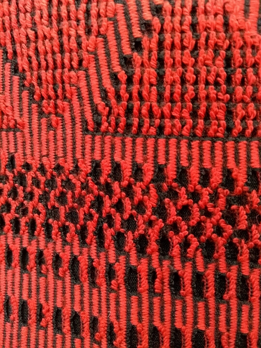 1 Yard Red on Black Pascale Jacquard Knit Fabric, Red Knit Over Black ...