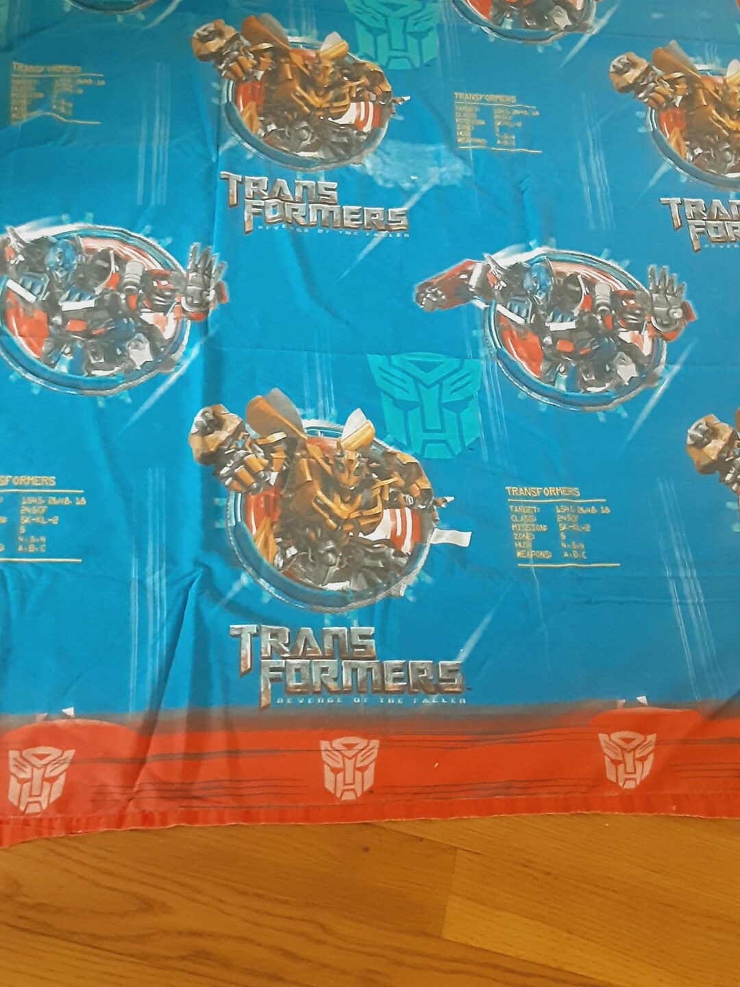 Transformer's Revenge of the Fallen Flat Twin Bed Sheet, Large Piece of ...