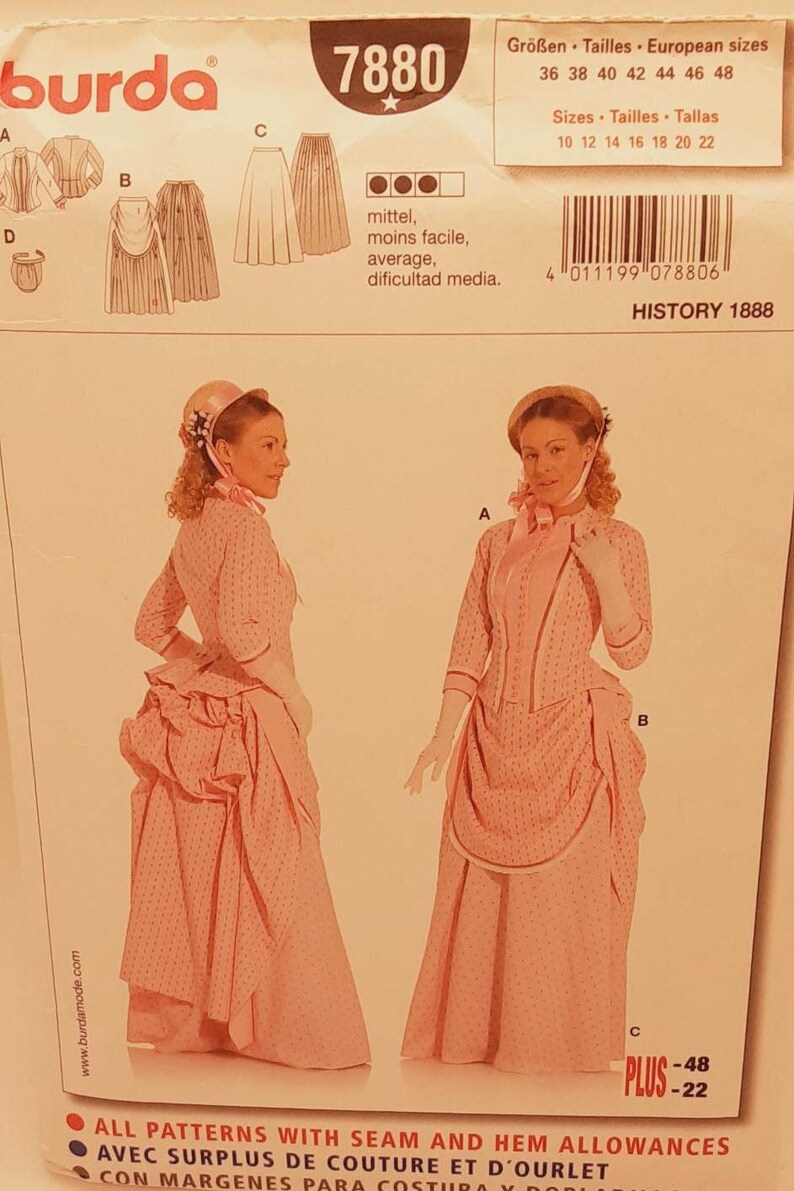 Victorian Steampunk Dress Costume Sewing Pattern Burda 7880 Misses ...