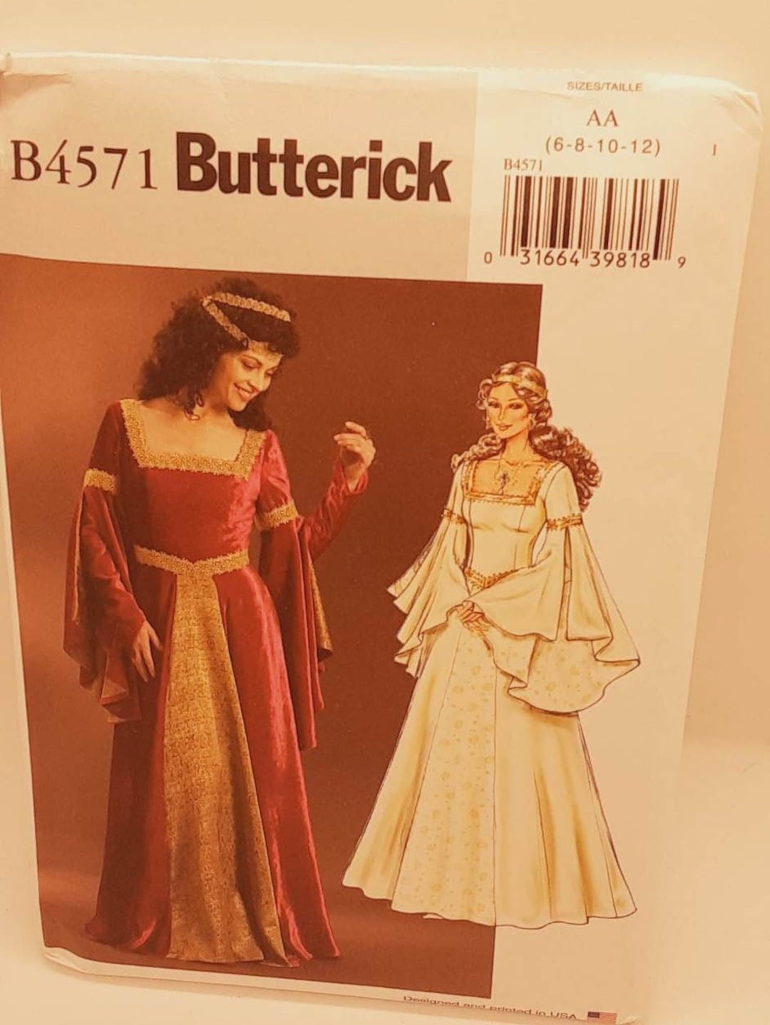 Ladies Renaissance Costume Sewing Pattern Butterick B4571 Fitted Floor ...