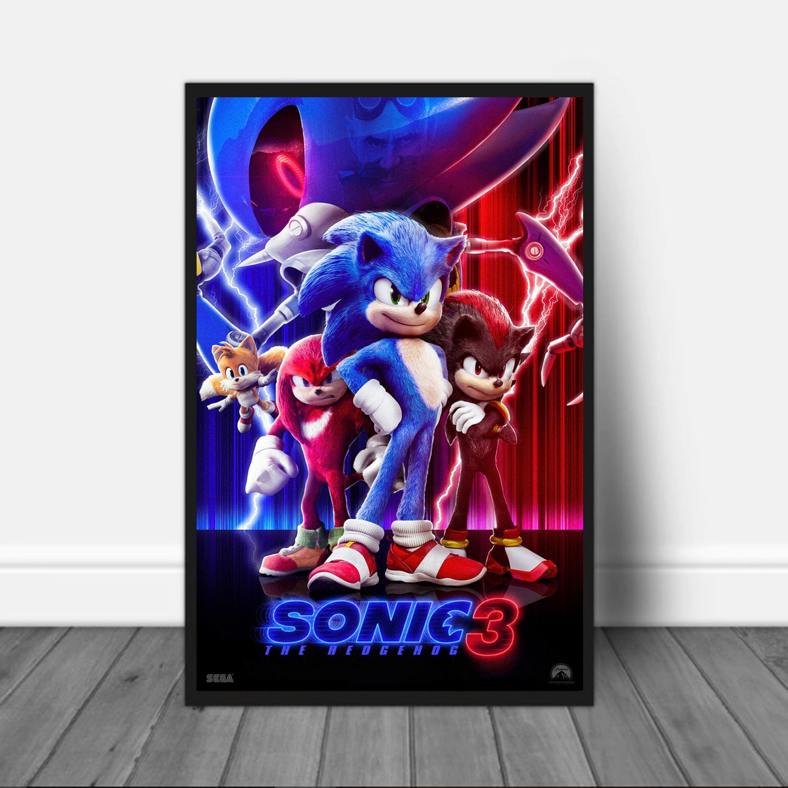 Sonic 3 Movie Poster Sonic The Hedgehog 3 Poster Sonic The Etsy 