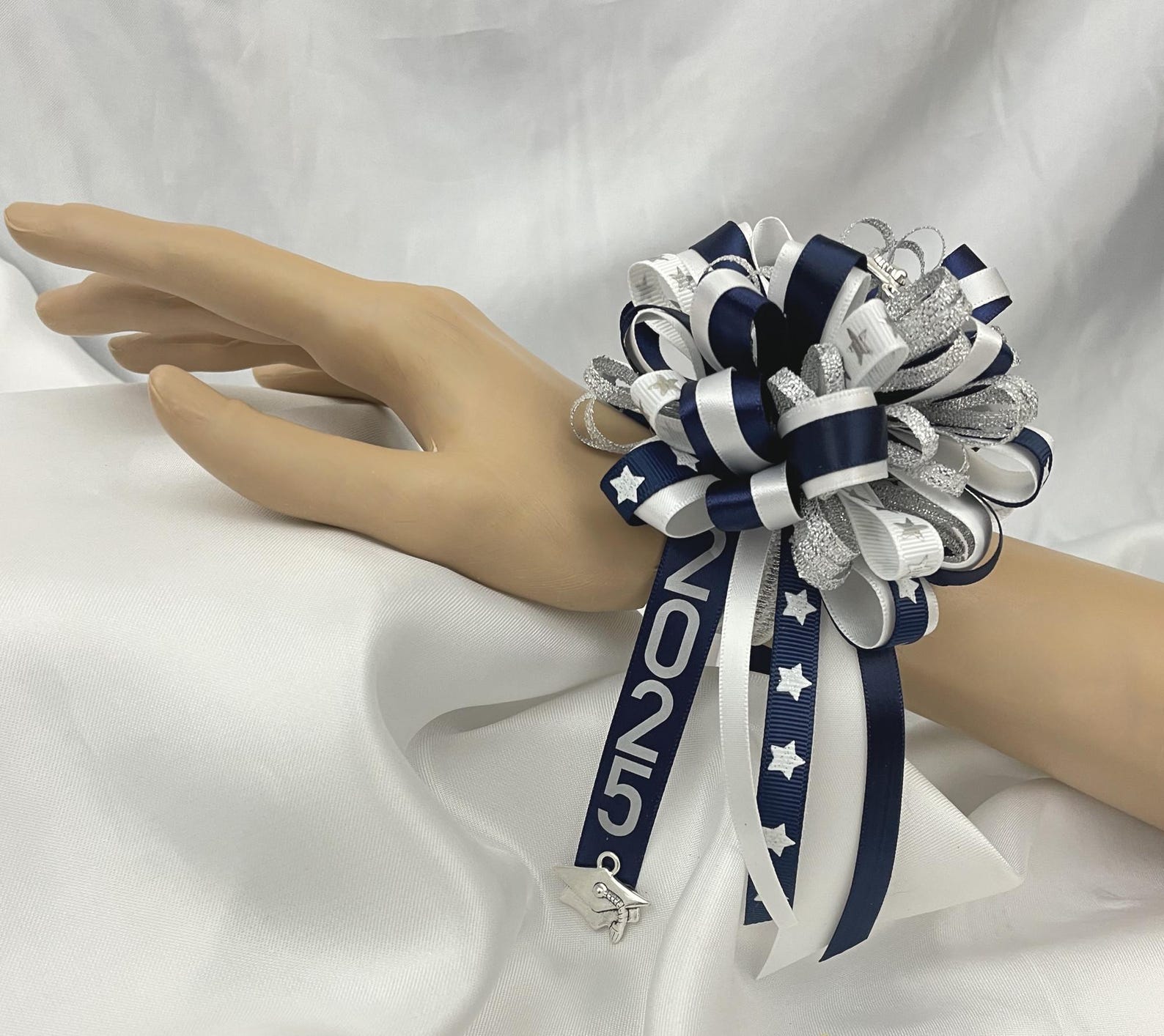 Graduation Wrist Corsage With Charm, School Colors, High School ...