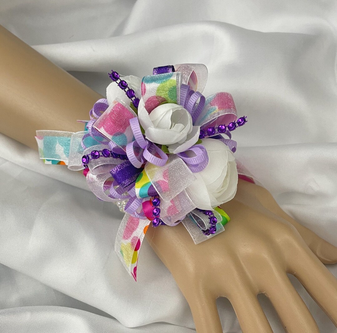 Rainbow Child's Polka-dot Wrist Corsage - Etsy