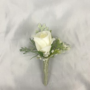 Sage Green and off White Silk Rosebud Corsage, Boutonniere, Wedding ...