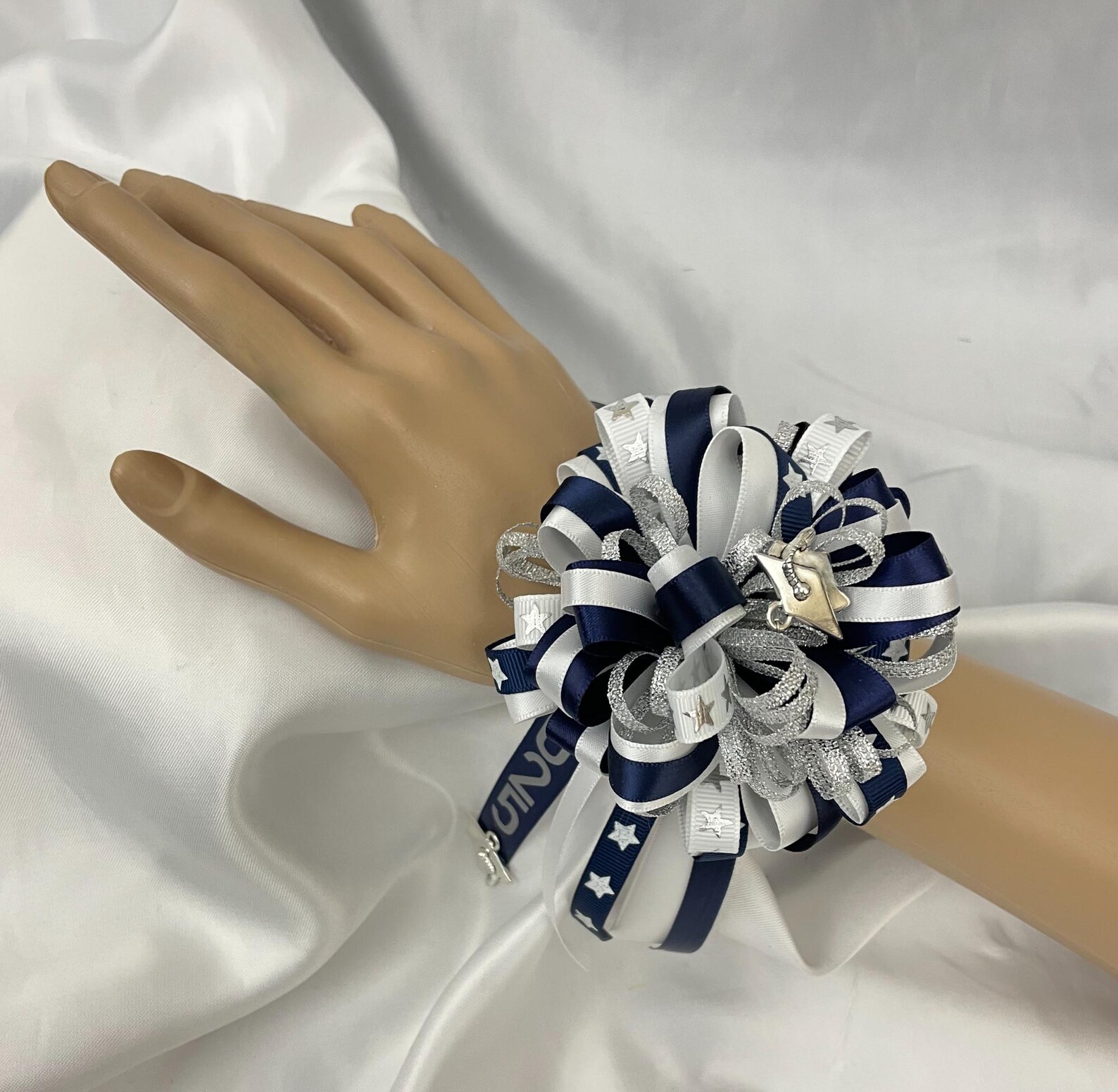 Graduation Wrist Corsage With Charm, School Colors, High School ...