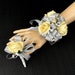 Pale Yellow and Silver Wrist Corsage, Yellow Boutonniere, Gray and ...