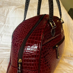 Vintage Raspberry Red Crocodile Embossed Vinyl Luggage Set - Etsy