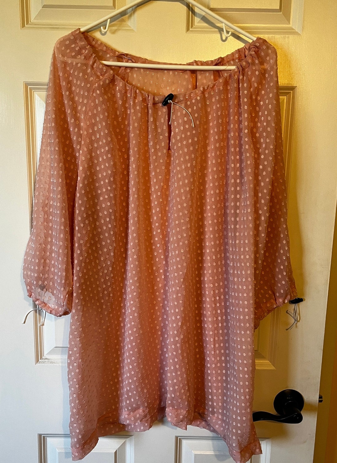 XL Sheer Blouse Polka Dot Flowy - Etsy
