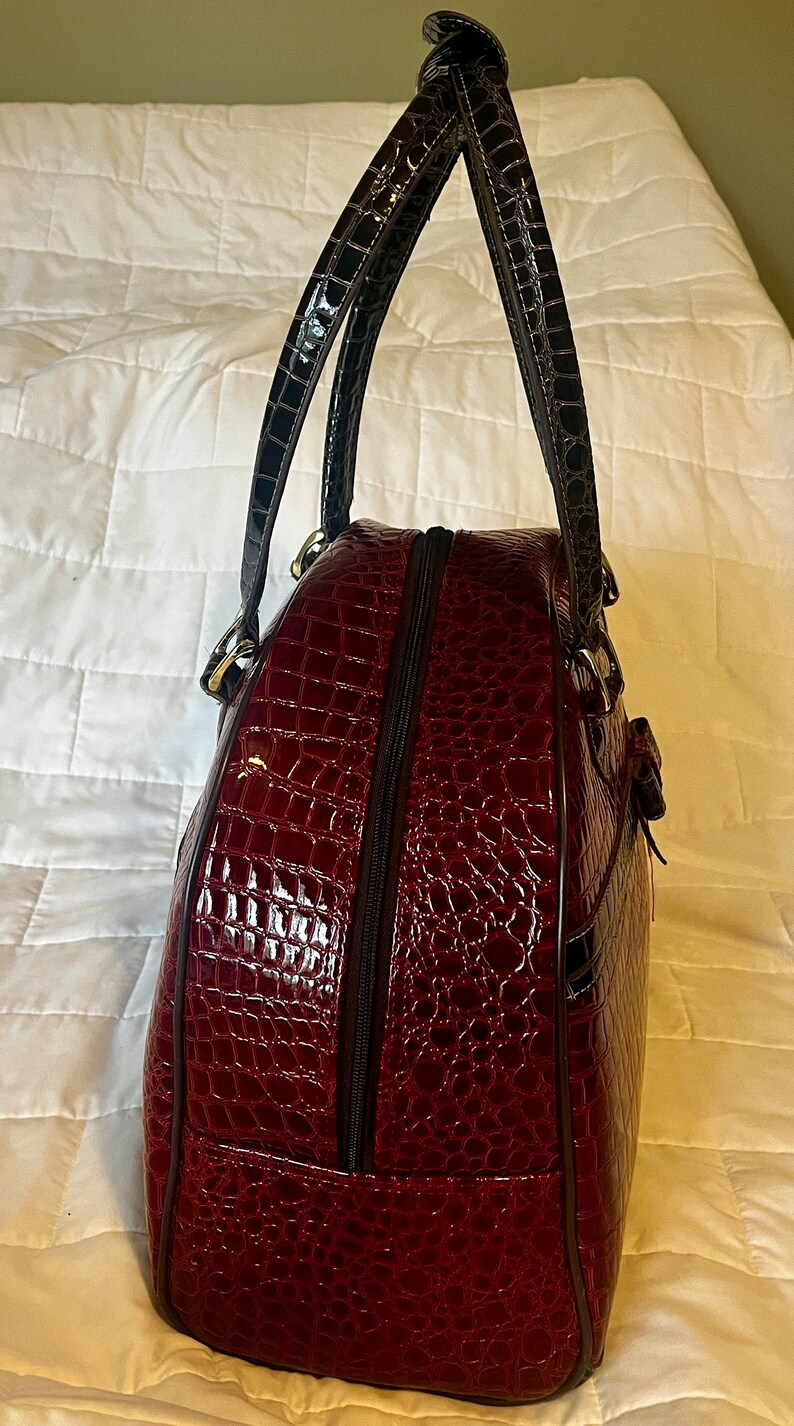 Vintage Raspberry Red Crocodile Embossed Vinyl Luggage Set - Etsy