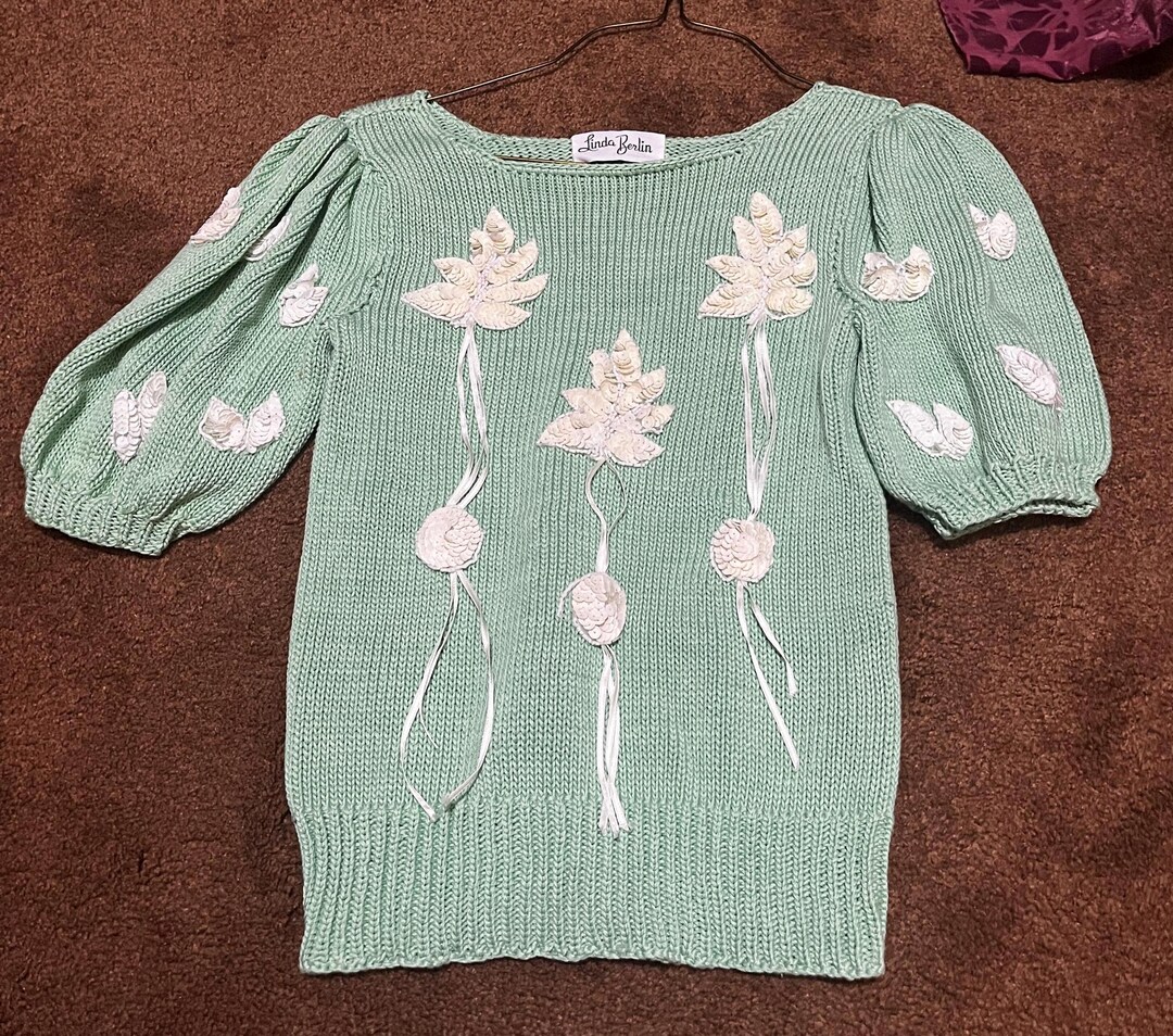 Ladylike Sweater Vintage 80s Puff Sleeve Sweater - Etsy