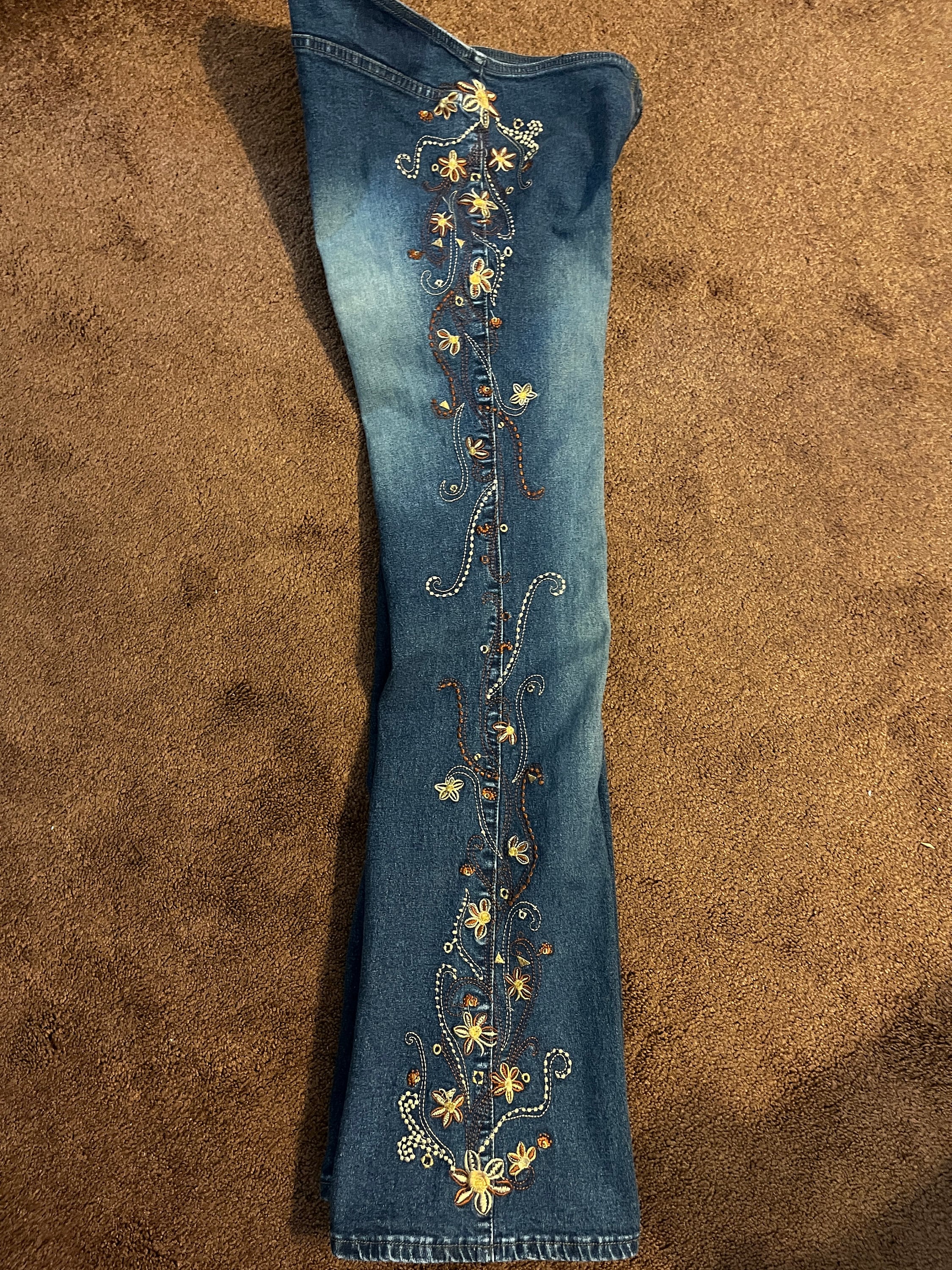 Vintage Hippie Jeans Hippy Chic Embroidered Modern Size 6 - Etsy