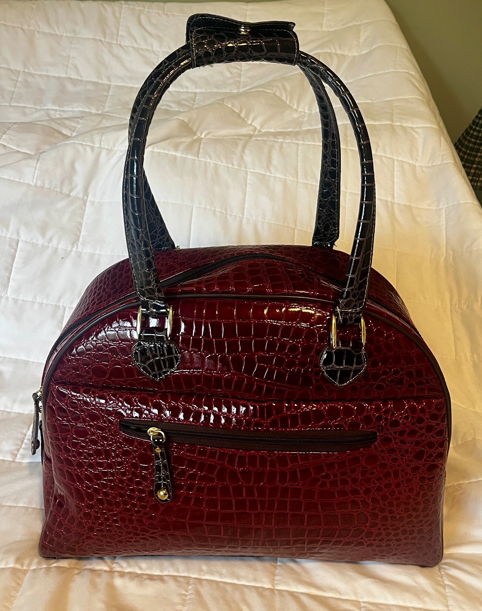 Vintage Raspberry Red Crocodile Embossed Vinyl Luggage Set - Etsy