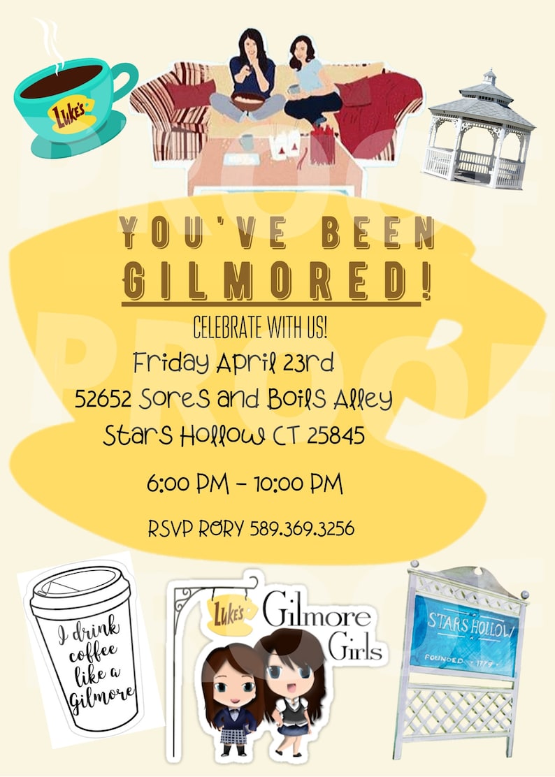 Gilmore Girls Birthday Digital Invitation Gilmore Girls Party | Etsy