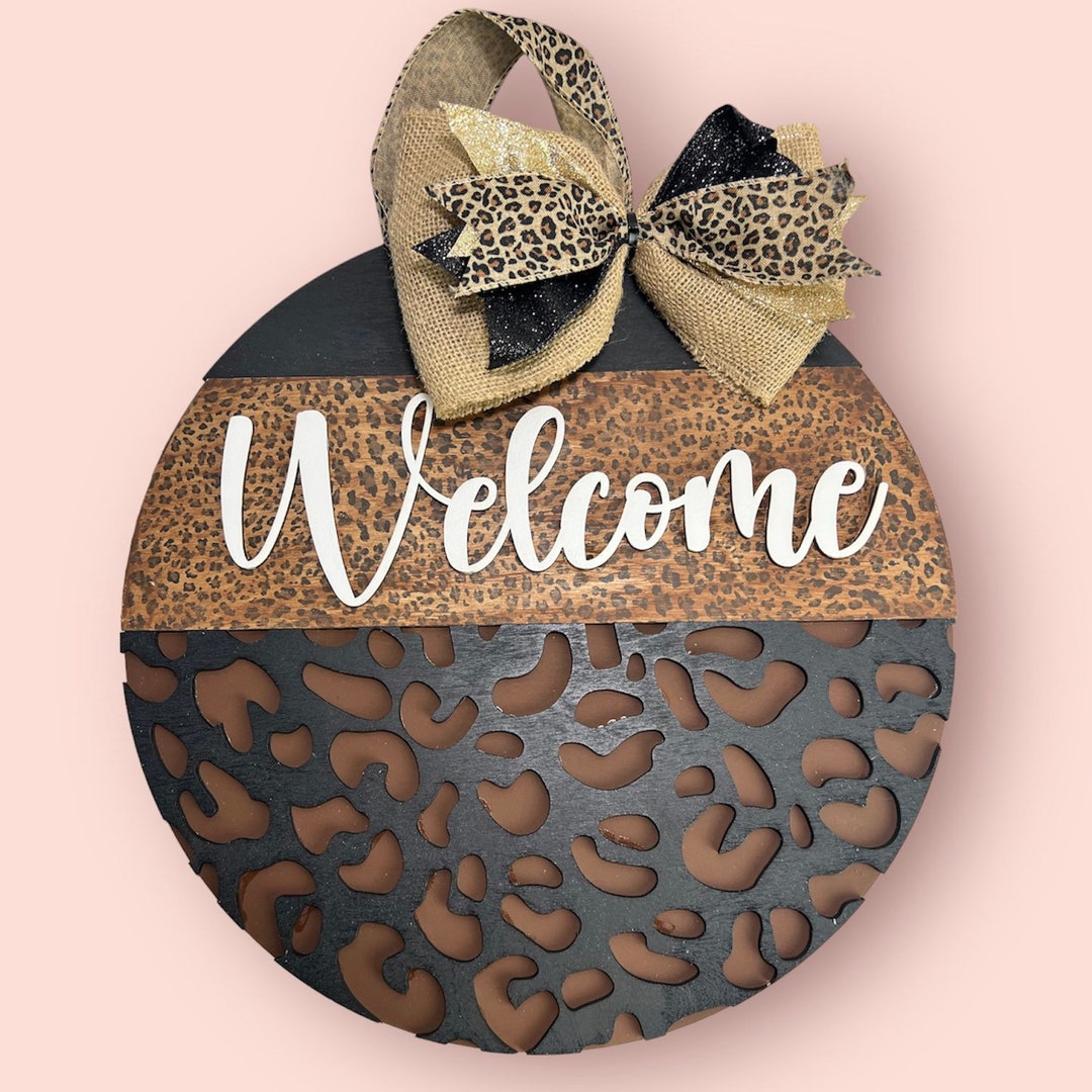 Welcome Round Leopard Print - Etsy
