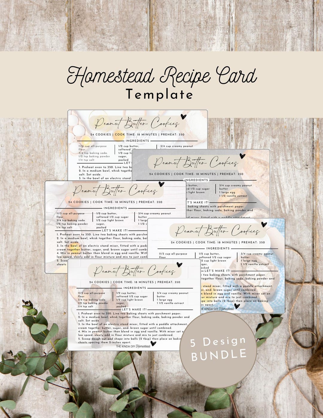 Homestead Recipe Card Template Bundle | Editable Recipe Card | Canva ...