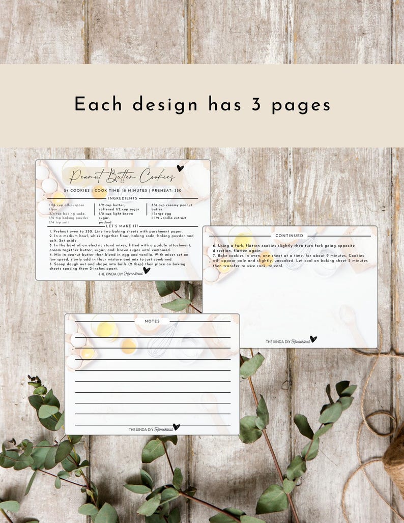 Homestead Recipe Card Template Bundle | Printable 4x6 (canva Editable ...