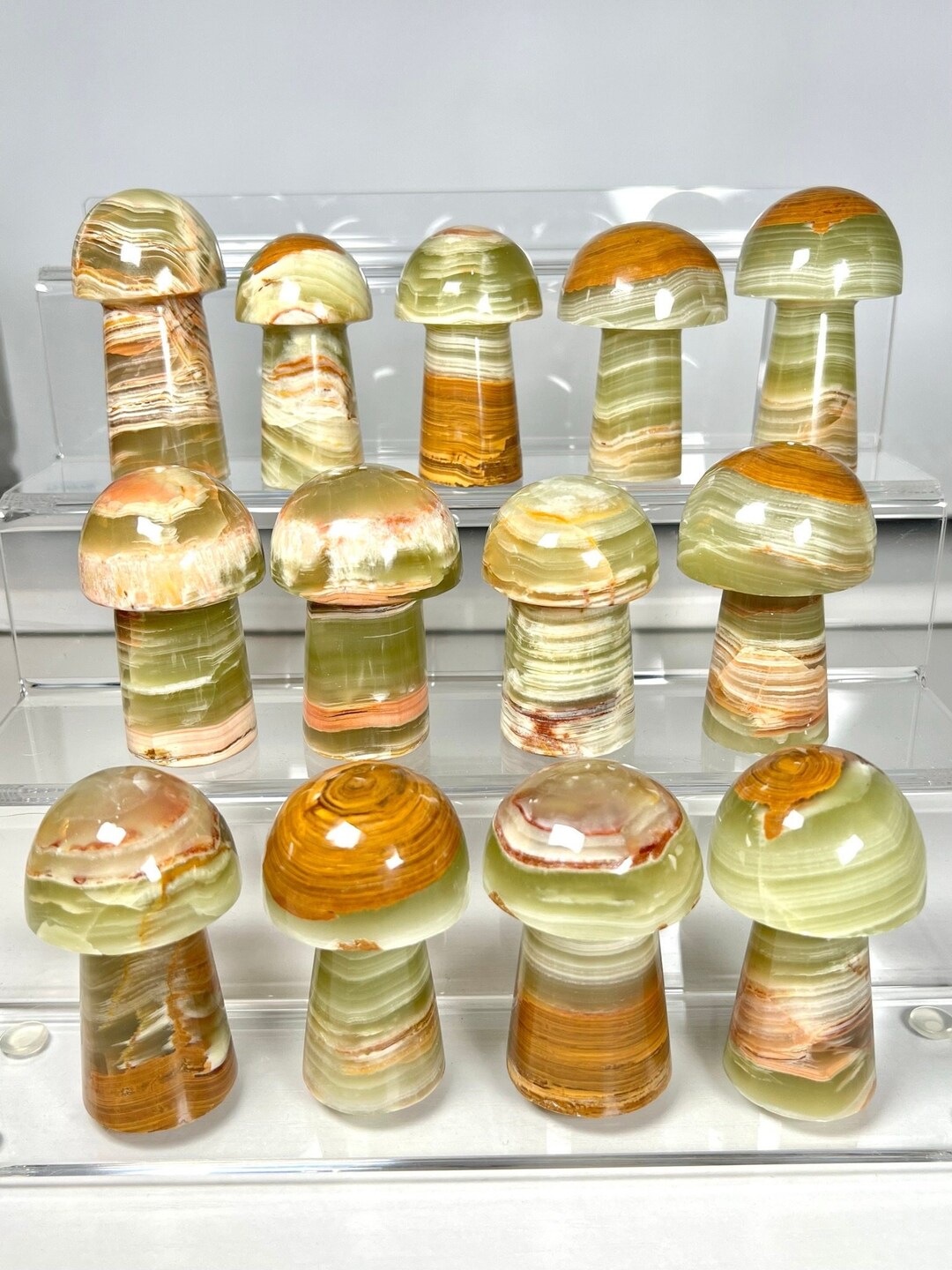 Green Onyx Mushrooms | Choose Which One | Crystal Mushroom | Crystal ...