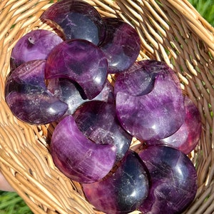 Purple/pink Fluorite Moons | Choose Which One | Crescent Moon Crystal ...