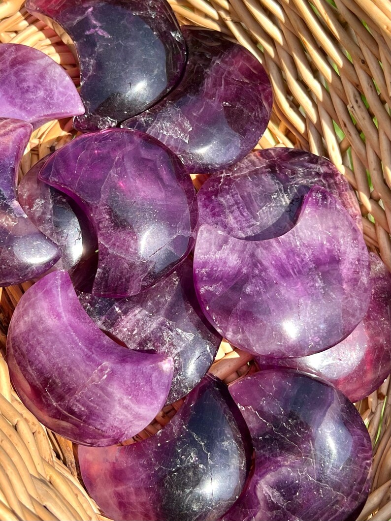 Purple/pink Fluorite Moons | Choose Which One | Crescent Moon Crystal ...