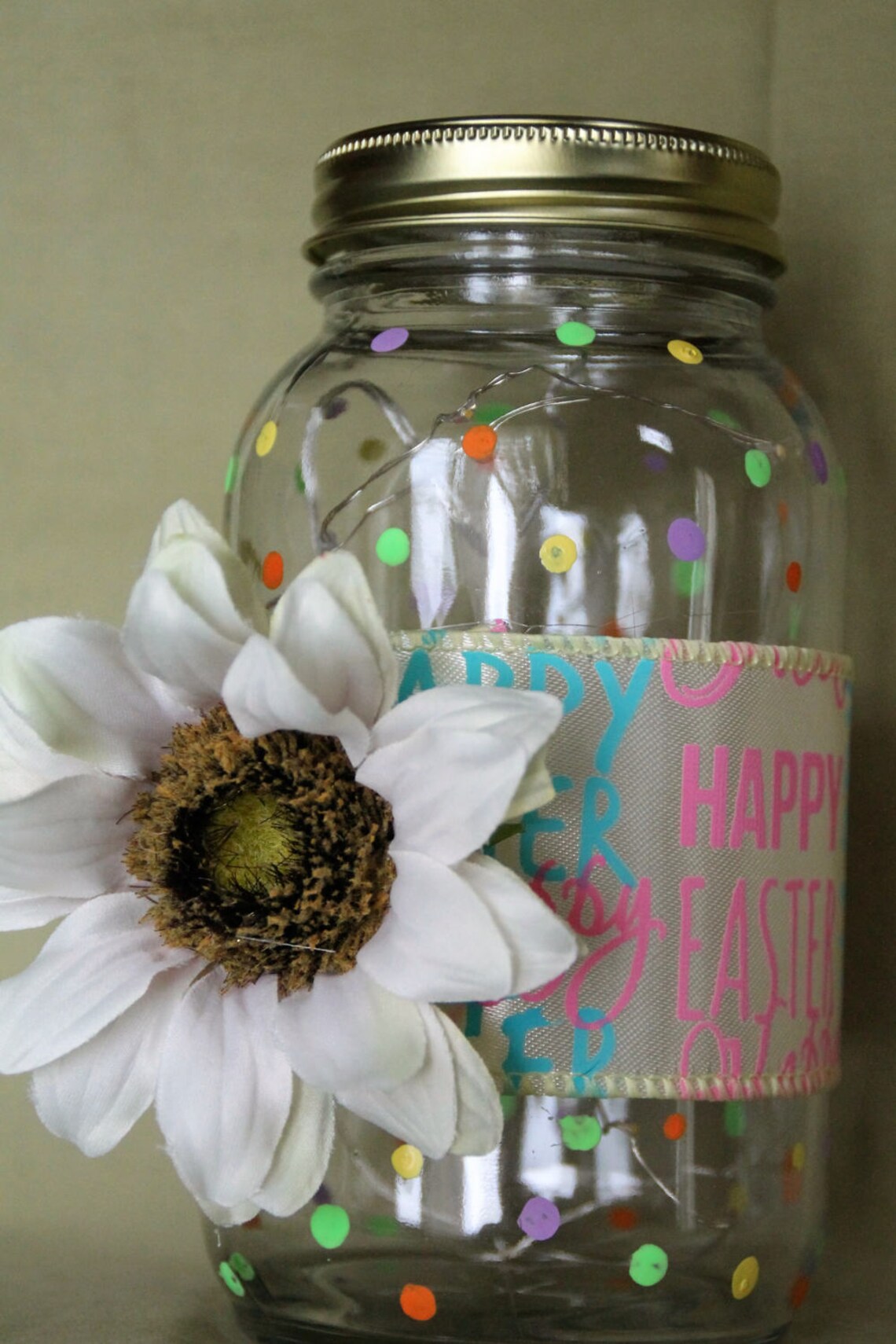 Happy Easter Lighted Mason Jar - Etsy