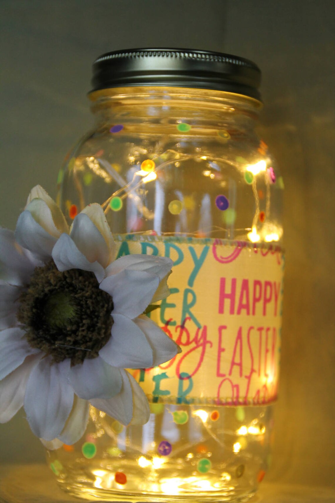 Happy Easter Lighted Mason Jar - Etsy