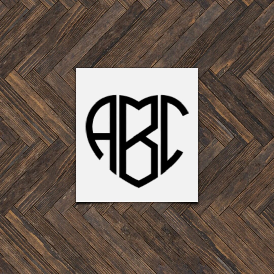 Heart Monogram Custom Vinyl Decal - Etsy