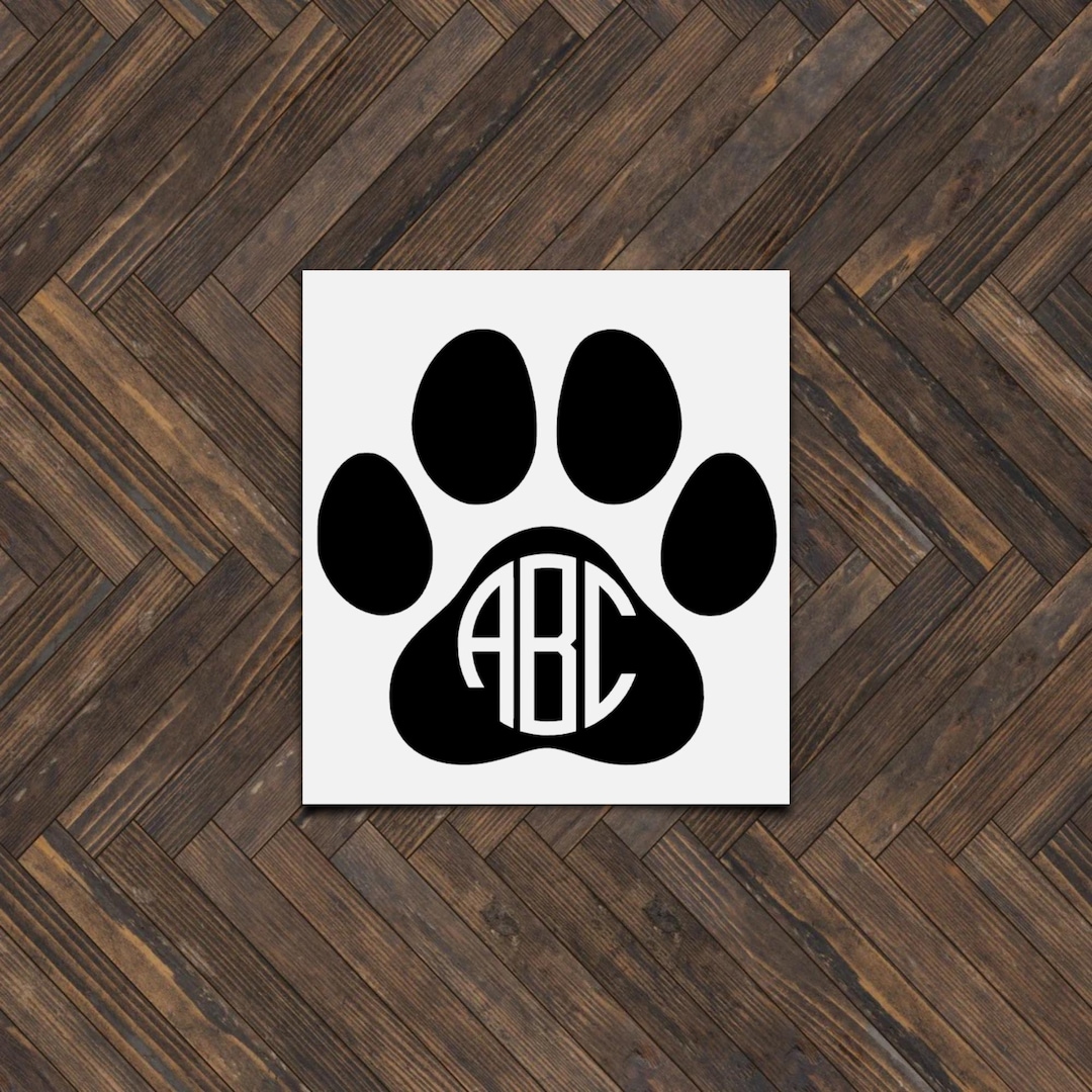 Monogram Cut Out Dog Paw Print Custom Vinyl Decal - Etsy